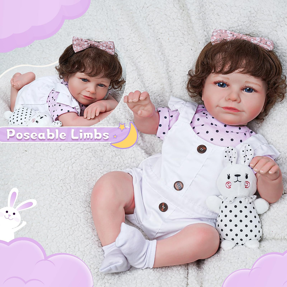 BABESIDE Reborn 20'' Cute Realistic-Newborn Soft Vinyl Real Life Baby Dolls for Little Girls with Accessories Set