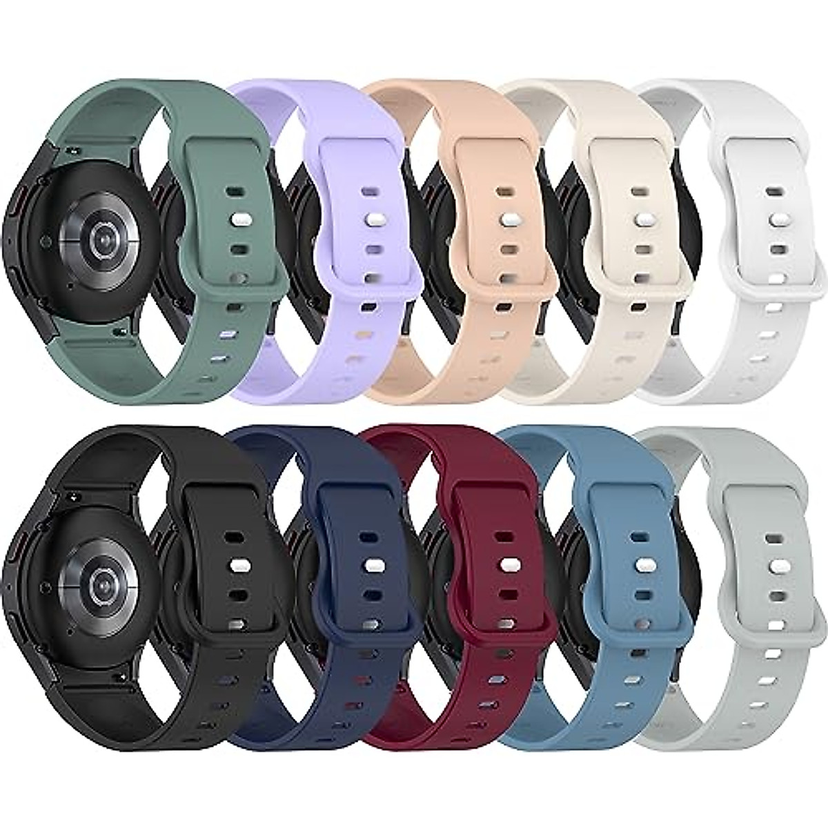 EZMVZKU No Gap Watchband for Samsung Galaxy Watch 7/6/5/4/FE 40mm 44mm, Sport Silicone Strap for Samsung Galaxy Watch 6 Classic 5 Pro 4 Classic 42mm 43mm 45mm 46mm 47mm Bands