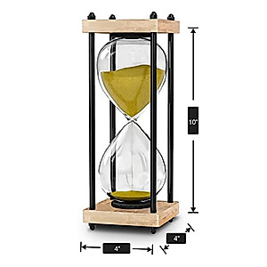 SuLiao Hour Glasses with Sand 60 Minutes: Large 10 Inch Wooden Gold Sand Timer Clock, Reloj De Arena 1 Hora, Antique Sand Watch 60 Min, 1 Hour Hourglass Sandglass for Home Office Desk Decor