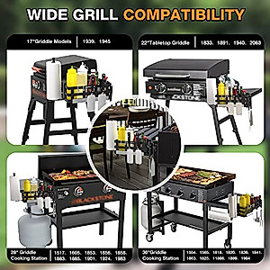Griddle Caddy for 28"-36" Griddles/Prep Cart with Double Magnetic Tool Holder&Paper Towel Holder&6 J-Hooks, Space Saving Grill Accessories Storage Caddy, BBQ Accessories Holder for Outdoor Grill
