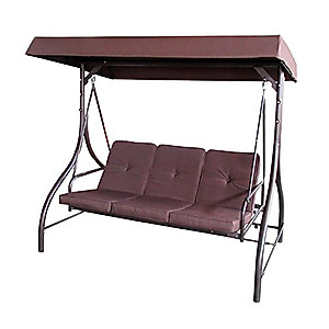 ALEKO SWC03BR Outdoor Garden Porch Swinging Couch and Daybed Swing Chair Steel Frame Patio Canopy Brown