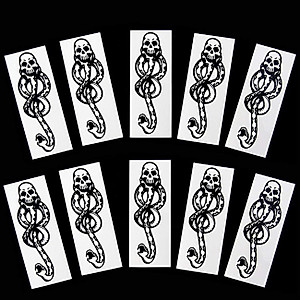 CHASPA 10 Pcs Magic Mantra Snake Skull Dark Mark Death Eater Temporary Halloween Cosplay Tattoo Accessories