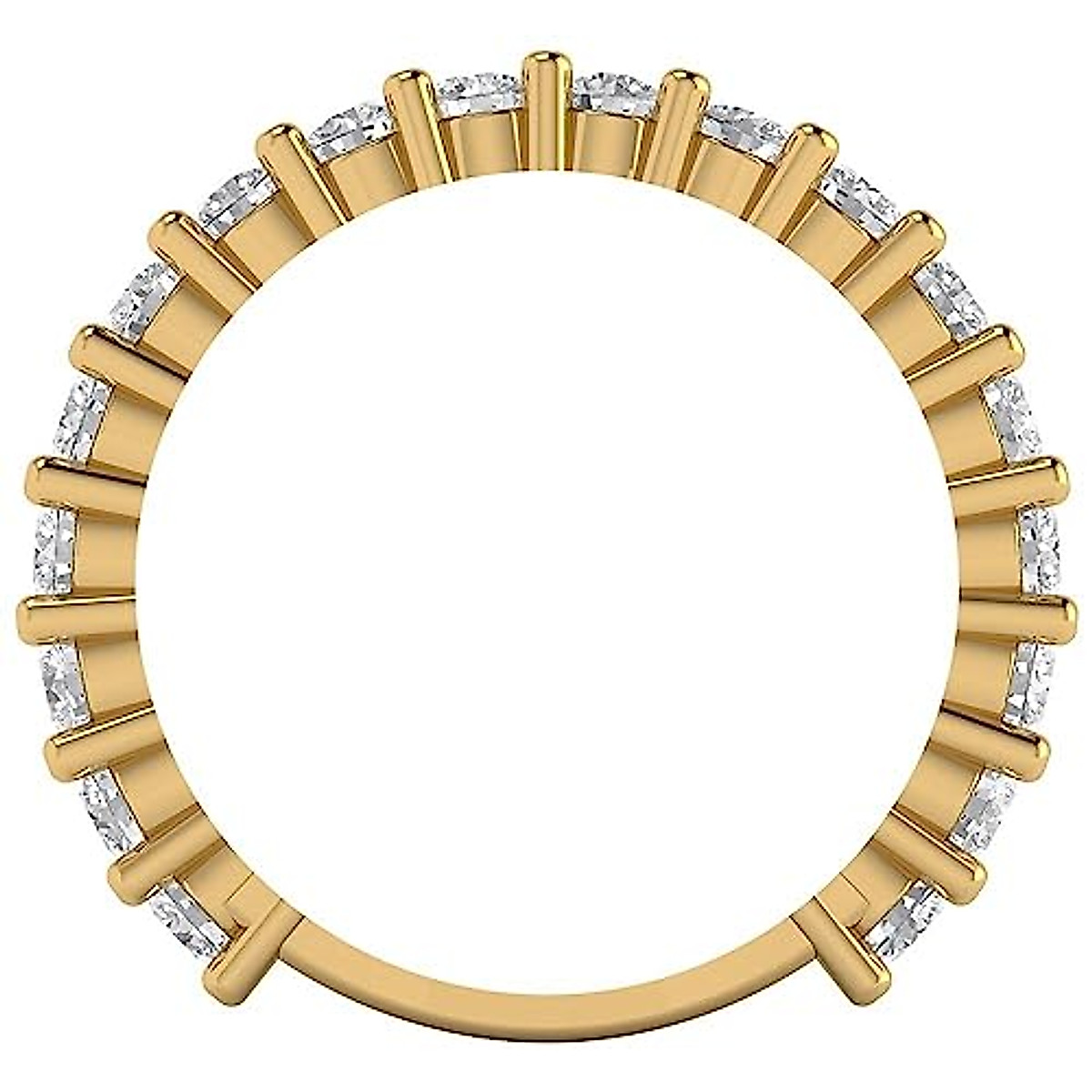 1.52 Carat Round Cut Zircon 14k Yellow Gold Eternity Designer Art Deco Everlasting Danity Statement Ring Band Sz 3.75