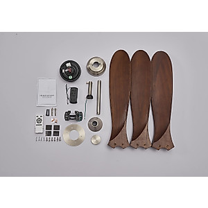 LAMPSMORE 60 Inch Wood Ceiling Fan,Indoor Ceiling Fan With Remote,3 Blades Ceiling Fan No Light,Farmhouse Reversible Ceiling Fan For Living Room,Bedroom,Silver