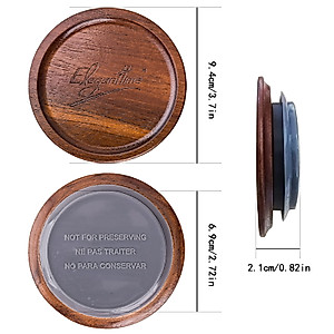 Eleganttime Wide Mouth Mason Jar Lids, 6 Pack Wooden Storage Lid with Silicone Sealing for Ball Mason Jar Canning Jars