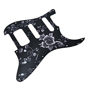 Dopro 11-Hole Strat HSS Guitar Pickguard 2-Screw Humbucking Pickup Mount for American FD Stratocaster Flower Pattern