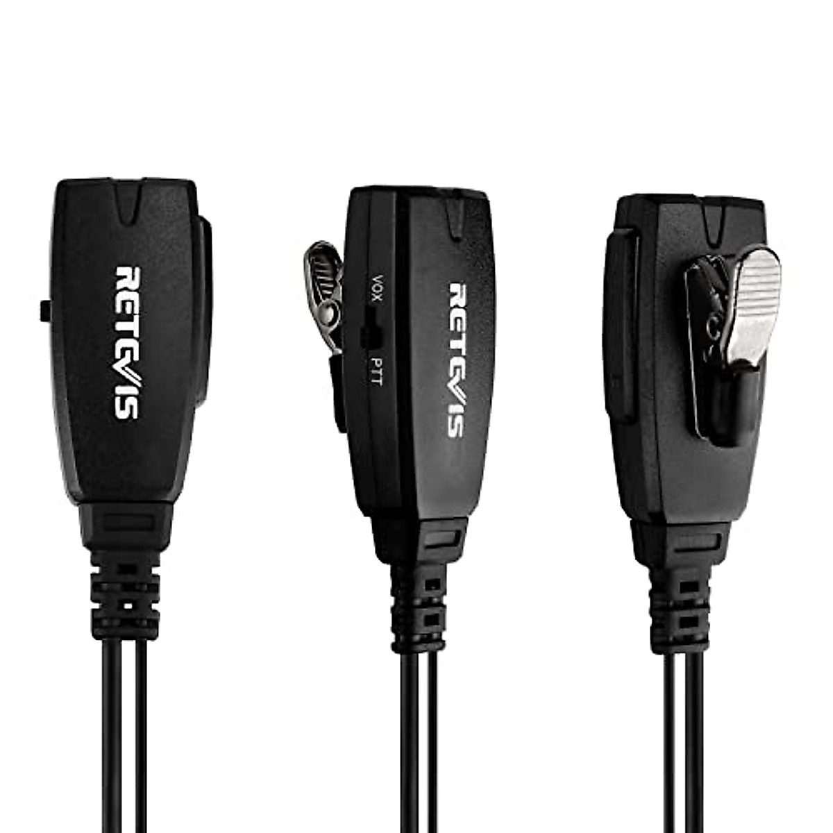 Retevis VOX Hands Free Walkie Talkie Earpiece with Mic, Coil Tube, G Shape Earhook, Compatible RT22 RT21 H-777 RT68 RT19 RT22S RB39 Two Way Radios, 2 Pin Two-Way Radio Earpiece(6 Pack)
