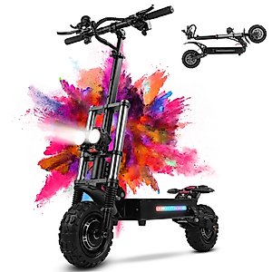 Electric Scooter Adults 50mph Max Speed,5600W 35Ah Dual Motor Electric Scooter with Seat,11" Fat Tire Foldable All-Terrain Electric Scooter Up to 65 Miles Long-Range Max Load 440lb