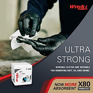 WypAll Power Clean X80 Heavy Duty Cloths (41026), Extended Use Cloths Quarter-fold Format, White, 50 Sheets / Pack; 4 Packs / Case; 200 Folded Sheets / Case