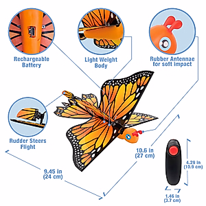 Zing Go Go Bird - Remote Control Flying Toy - Looks and Flies Like A Real Butterfly - Great Starter RC Toy for Boys and Girls (Butterfly)