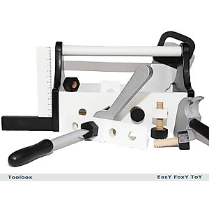 EasY FoxY ToY Kids-Construction-Tool-Set for Toddlers Age 3 4 5 Year Olds, Woodworking Pretend to Play Kit; Wood Building Box for Boys Toy; Children Birthday Gift Preschool Learning Playset