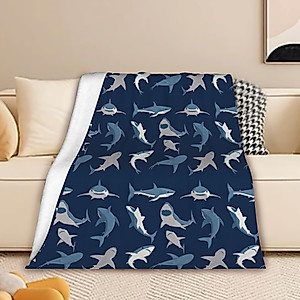 Shark Blanket,Sea Ocean Animals Kids Blanket, Shark Soft Blanket for Home Room Sofa Bed Couch Birthday Decor All Season 60x50 Inch