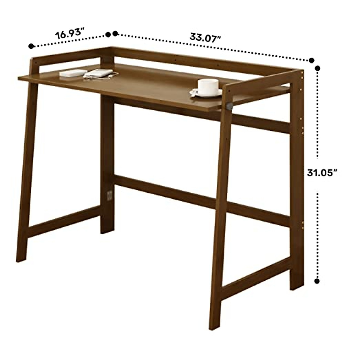 HollyHOME Bamboo Writing Desk with Baffle, 33.07"(L) x16.93(W) x31.50(H), Study Computer and Laptop Desk, Home Office Desk, Freestanding Portable Dressing Gaming Table for Apartment, Bedroom