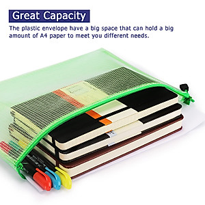 6 Pack Mesh Zipper Pouch Document Bag Waterproof Zip File Folders for School Office Supplies Travel Storage Bags (Colorful)
