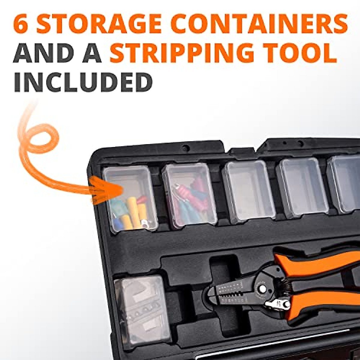 Wirefy Crimping Tool Set 8 PCS - Ratcheting Wire Crimper - Heat Shrink, Non-Insulated, Open Barrel, Flag, Ferrule Connectors