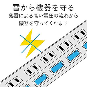 ELECOM Lightning Guard Power Strip with Individual Switch and Swing Plug 4 Outlet 2.5m [White] T-K5A-2425WH (Japan Import)