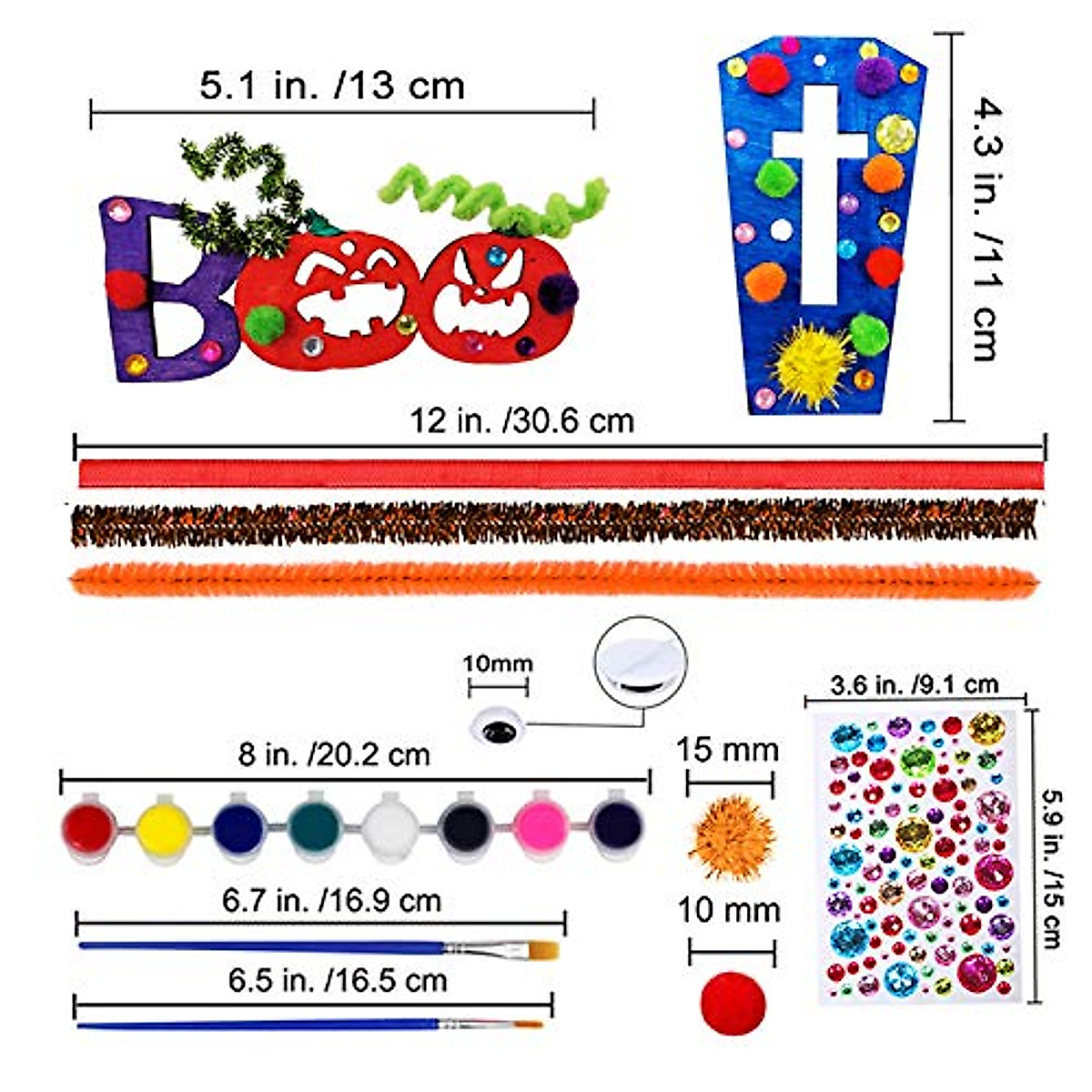 Winlyn 56 Sets Halloween Decorations DIY Hanging Wooden Halloween Ornaments Halloween Craft Kits Paintable Unfinished Wood Pumpkin Ghost Spider Googly Eyes for Kids Art Activity Trick or Treat Décor