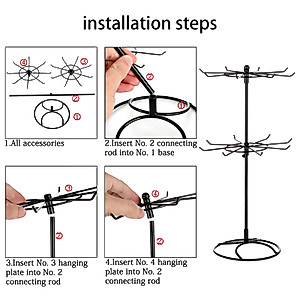 BOICXM 2 Tier Jewelry Display Holder,Retail Spinner Display Stand,Rotating Bracelet Storage Rack,Dressing Table,Black