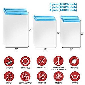 Compression Bags for Travel - Travel Accessories - 10 Pack Space Saver Bags - No Vacuum or Pump Needed - Vacuum Storage Bags for Travel Essentials - Travel and Home Packing-Organizers (Blue)