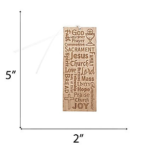Roman God Holy Spirit Prayer Natural Brown 5 x 2 Wood First Communion Bookmark