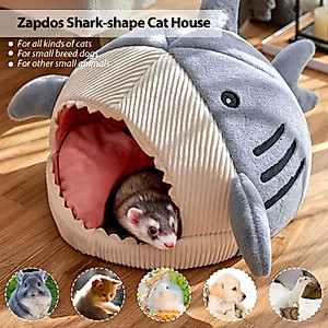 Ferret Bed Cave and Hideouts | Ferret Hammock for Cage | Ferret Hideaway Bed Accessories | for Small Pet Cushion Long Plush Soft Washable for Ferret & Small Animals (Shark Shape)
