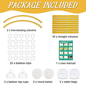 CYAOOI 8FT & 6FT Gold Balloon Arch Stand, Free Bending Top Balloon Arch Kit, Half Arch Balloon Stand with Base for Floor, Balloon Column Kit for Wedding Birthday Baby Shower Graduation Party Decor