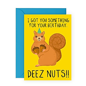 CENTRAL 23 Funny Birthday Cards For Men Women - Deez Nutz! - Friend Birthday Card Female - Gag Jokes Humor Gifts For Him Her - Comes With Fun Stickers