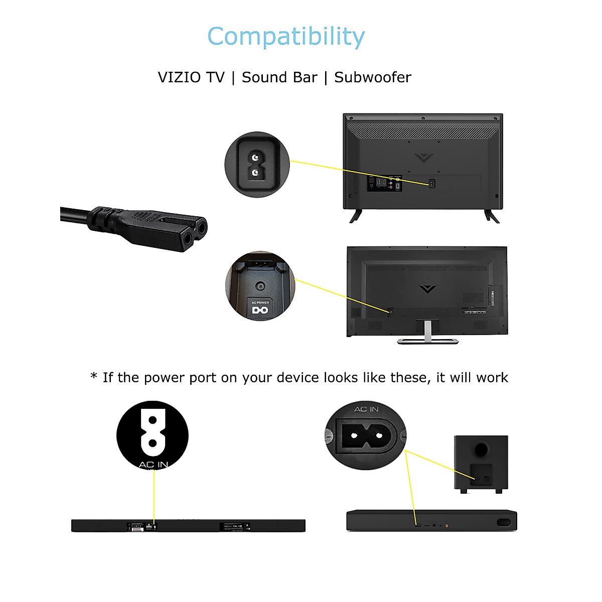 Parthcksi AC Power Cord Cable Plug Compatible with Bose Powered Acoustimass Module 3 9 25 6 Speaker System