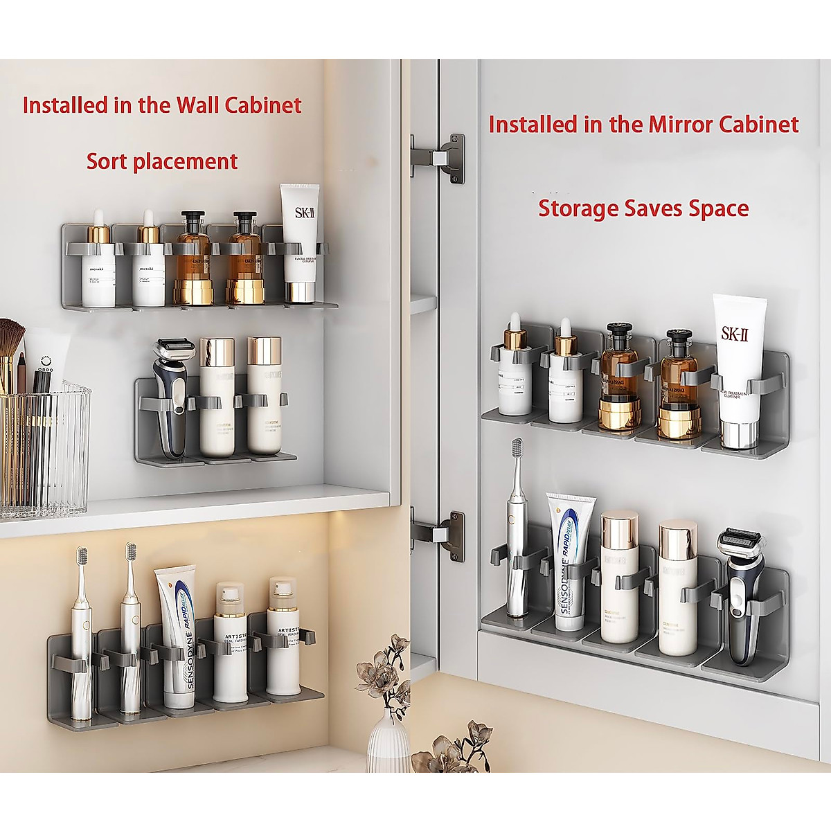 Duleylv Floating Shelves for Wall Small Shelf for Bathroom Mini Hanging Display Shelves Wall Hooks No Damage White