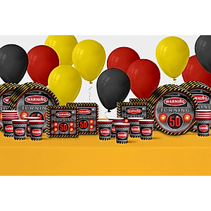 Warning Sign 50th Birthday Party Supplies Set Plates Napkins Cups Tableware Kit for 16