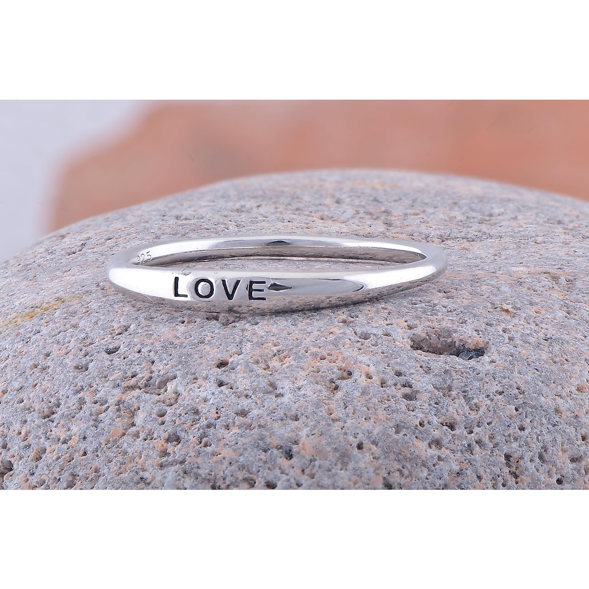 SILVERCLOSEOUT Rhodium Plated Sterling Silver Thin Stackable Womens Love Ring Thin Stacking Rings- Size 11