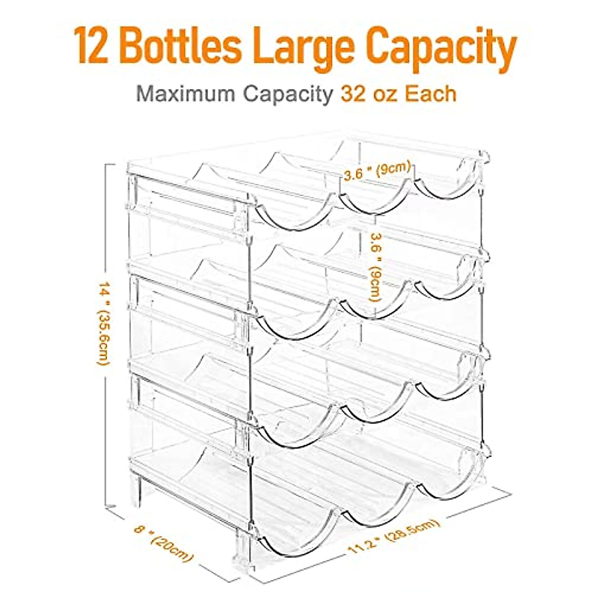Water Bottle Organizer for Cabinet, 4 Packs Stackable Plastic Water Bottle Holder, Wine Racks for Kitchen Fridge Pantry Organization and Storage,Tumbler Travel Cup Holder and Organizer