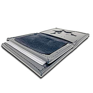 6 Point Star Hidden Badge Bifold WALLET - Genuine Leather Badge 2.9 x 2.57 & ID Holder 2.37 x 3.75 Credit Card WALLET