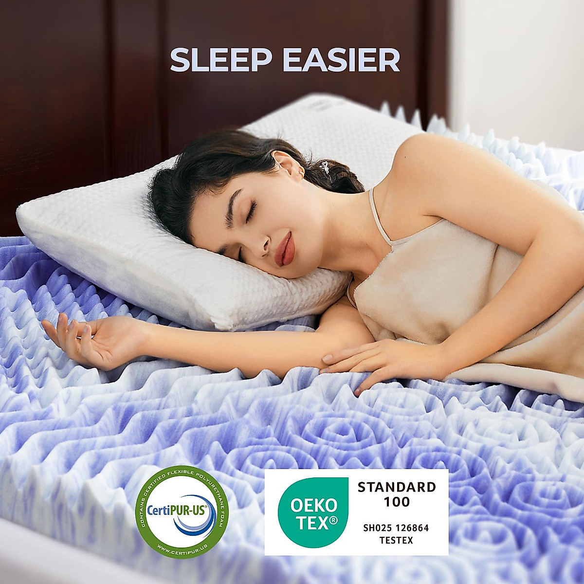 Dreamsmith 3 Inch 7-Zone King Memory Foam Mattress Topper, Cooling Gel Infused Foam Mattress Topper King for Pressure Relief, CertiPUR-US Certified
