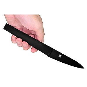 Seki Japan Via Kitchen Japanese Utility Paring Knife, Molybdenum Steel Fruit Knife, TPR & ABS Handle, 100 mm (3.9 in)