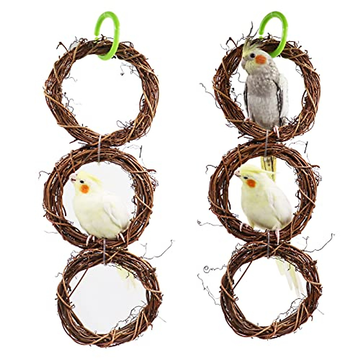 Bird Parrot Swing Toy, Natural Rattan Ring Bird Chewing Toy, DIY Bird Perch Stand, Bird Cage Accessories, Suitable for Parrot Parakeet Cockatiel Rat Hamster Sugar Glider