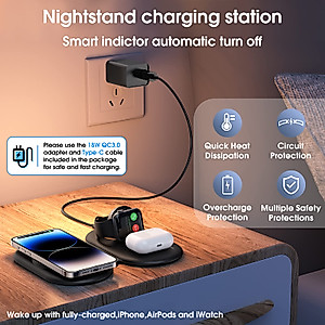 Wireless Charging Station, Folding Magnetic Travel Wireless Charger Pad for Apple, Fast Charging Station for iPhone 15/14/13/Pro Max, Compatible with Apple Watch Ultra/9/8/7 AirPods 3/Pro, Charger-Pad