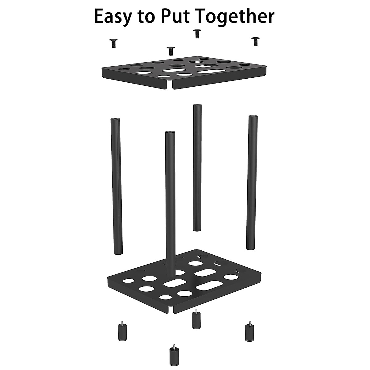 Taaji Garden Tool Organizer, Heavy Duty Steel Yard Tool Organizer Stand, Garage Storage Rack Organizes up Garden Tools, Shovels, Rakes, Brooms, Mops, Black