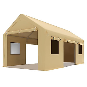 Towallmark Carport 10'x20', Waterproof UV Resistant,Car Canopy with Roll Up & Down Mesh Window, All-Season Tarp for Pickup Truck & Boat