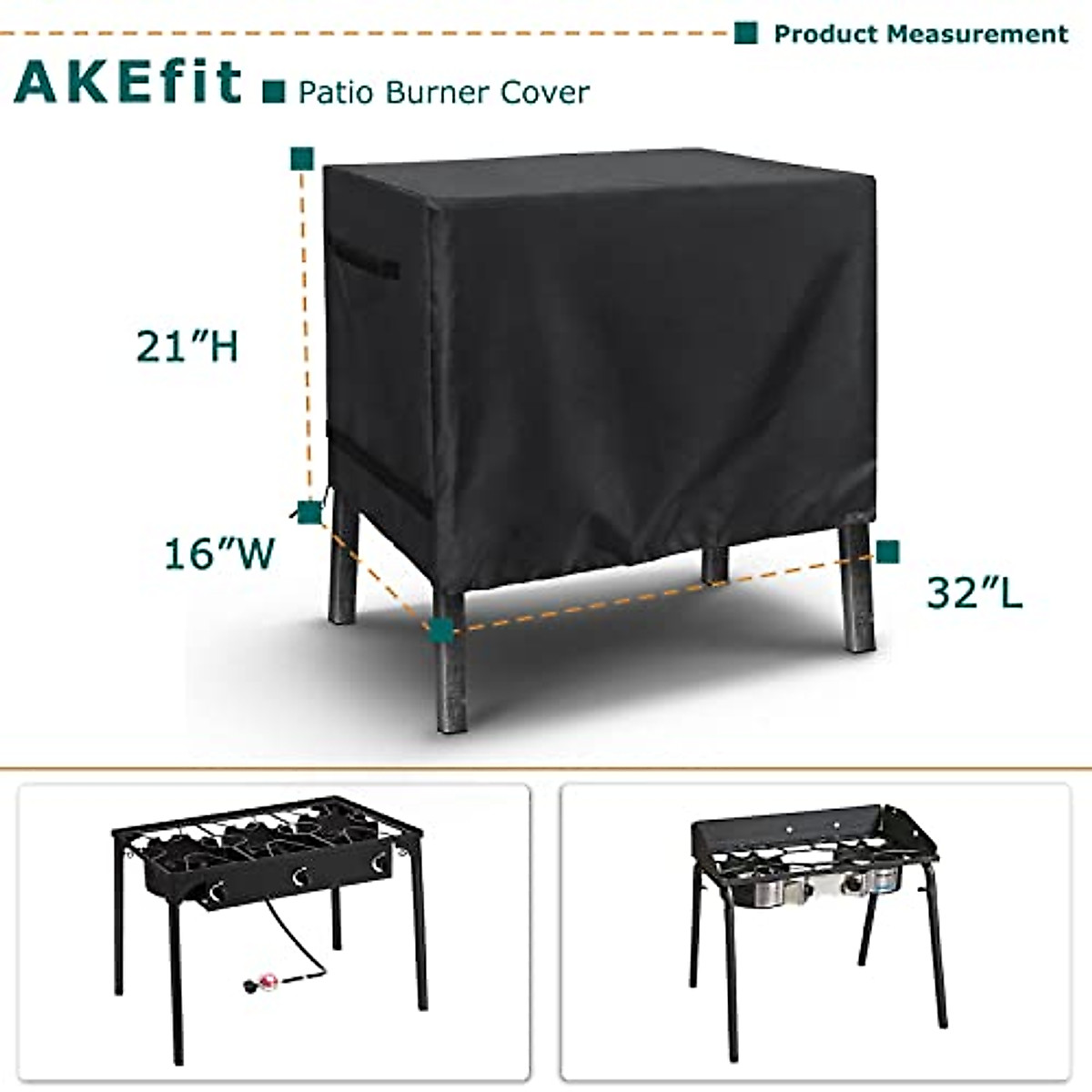 AKEfit Patio Stove Burner Covers, Outdoor Grill Cover for Camp Chef 2 Burners Stove, Heavy Duty Waterproof Protector for EX60LW EX60PP, 32''L x 16''W x 21''H, Black