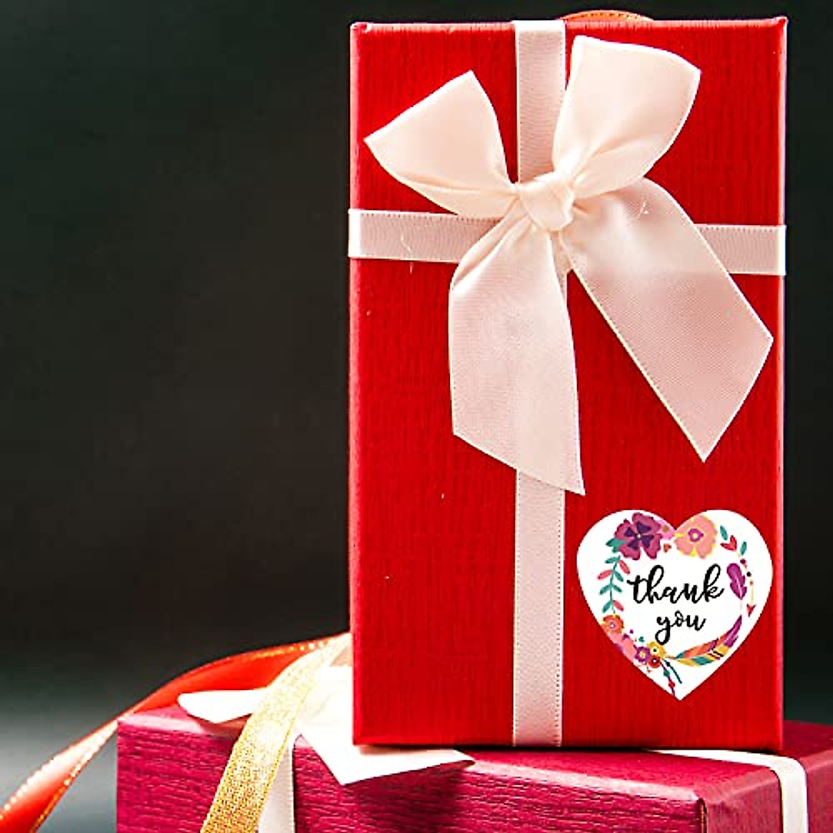 Love Heart-Shaped Thank You Sticker roll, Business Sticker, 500 Labels, Each 1.5 inches in Diameter,