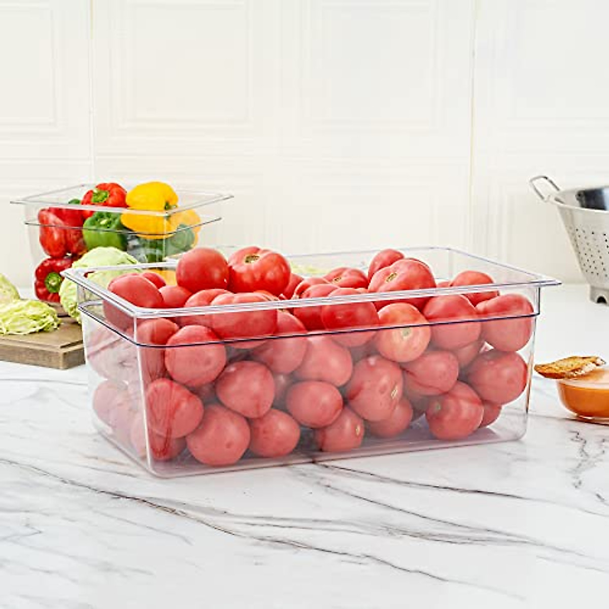 Restaurantware Met Lux Full Size Food Storage Container 1 8 Inch Deep Proofing Box - Rectangle Graduated Measurements Clear Plastic Food Grade Storage Container Dishwashable Lids Sold Separately