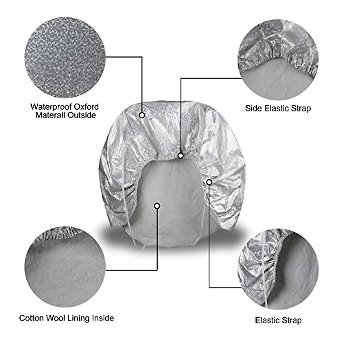 Amiss Tire Covers Set of 4, Spare Trailer Wheel Covers Fit for Trucks/SUVs/RV, Tough Tire Wheel Protector, Car Exterior Accessories, Oxford Waterproof UV Sun Fit Tire Diameter 32-35 Inch (L-Silver)