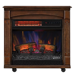 SLEE Large Room Electric Quartz Infrared Fireplace Heater Deluxe Mantel Oak/Walnut(Brown)