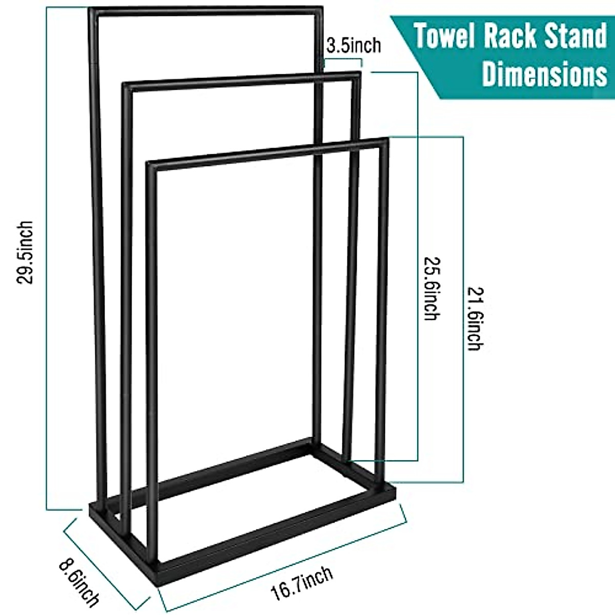 Free Standing Towel Rack, 3 Tier Stainless Steel Towel Racks for Bathroom, Freestanding Towel Rack Stand for Bath Hand Towel, Washcloths, Bath Towels Drying Rack Stand for Bedroom, Bathroom, Pool
