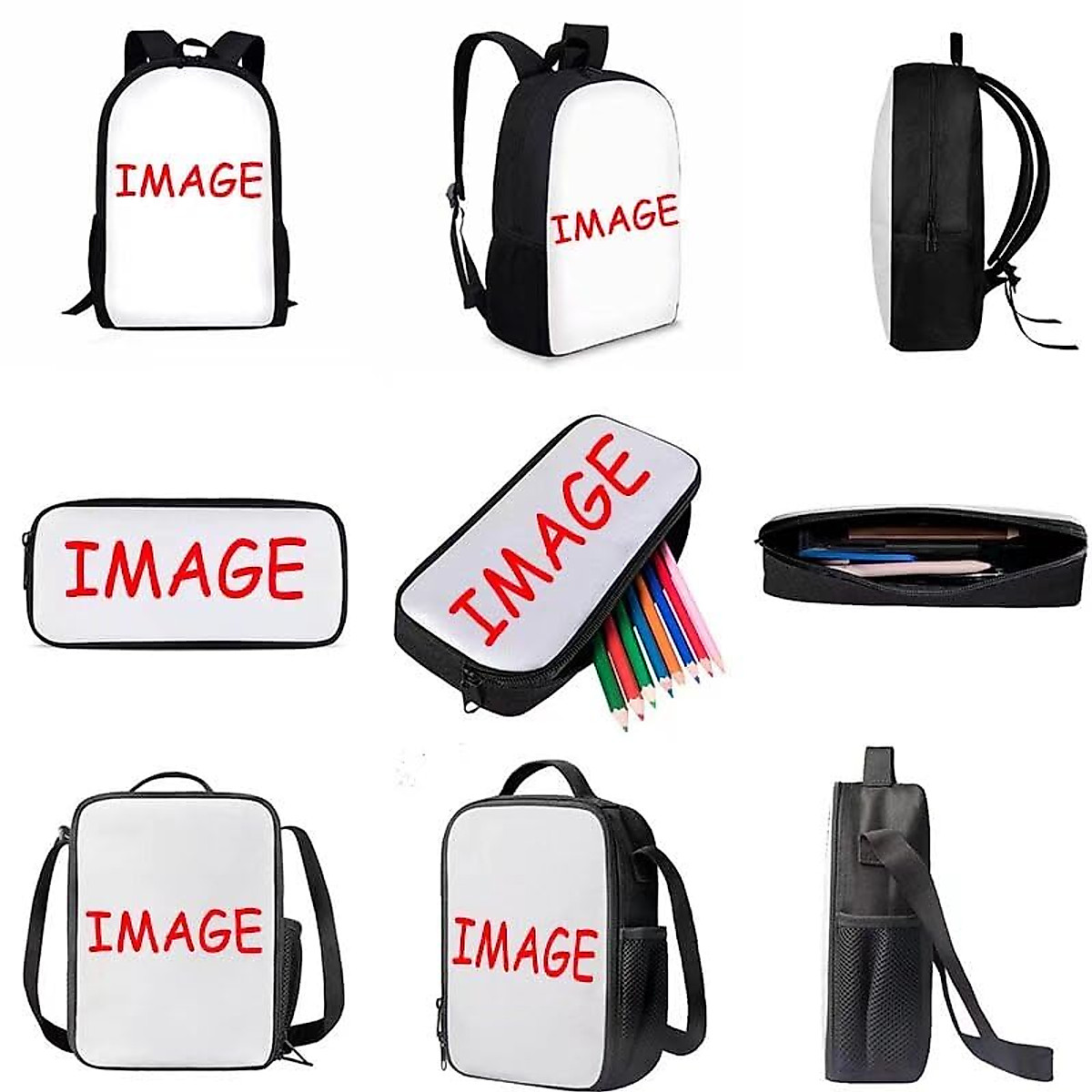 AmzPrint Cute Siberian Husky Dog Backpack For Kids Girls Lunch Bag For School 3 In 1 Back To School Class Backpacks Set