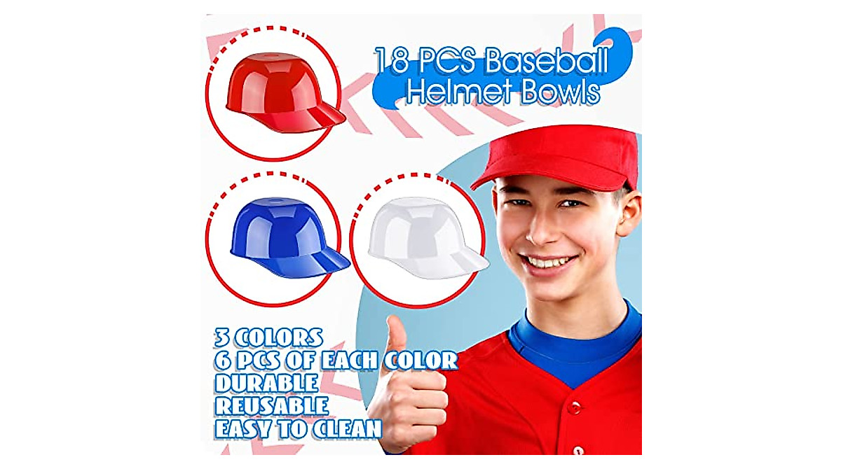 18 Pack Plastic Baseball Cap Bowls for Kids' Parties and Snacks