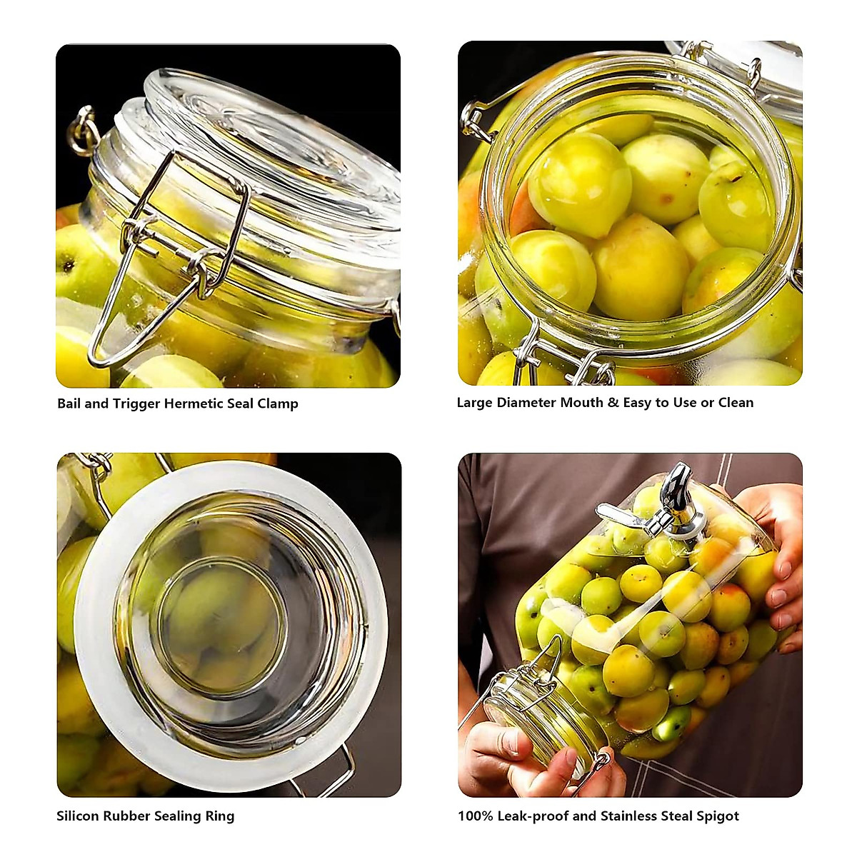 Glass Drink Dispenser for Parties, 1 Gallon Glass Beverage Dispenser with Spigot and handle,Glass Water Dispenser, Juice Dispensers for Fridge, Lemonade & Laundry Detergent Dispenser (1Pack)