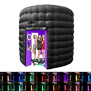 Inflatable Photo Booth Enclosure, 10 * 10 * 9ft Portable 16 Colors Shooting Tent for 360 Photo Booth Machine with 2 Doors, Inner Air Blower, Remote Controll Booth Tent for Wedding Birthday Parties