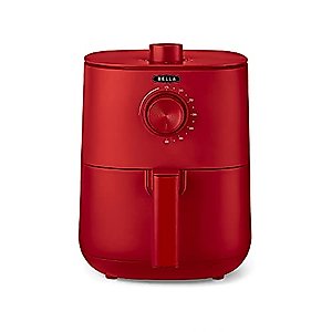 BELLA 2.9QT Manual Air Fryer, No Pre-Heat Needed, No-Oil Frying, Fast Healthy Evenly Cooked Meal Every Time, Removeable Dishwasher Safe Non Stick Pan and Crisping Tray for Easy Clean Up, Matte Red